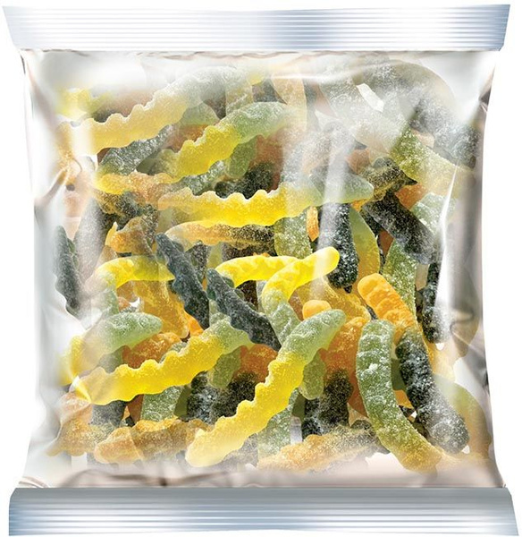 Жевательный мармелад КрутФрут Сороконожки со вкусами киви, персик, черная смородина, лимон KDV ...