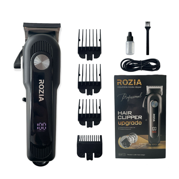 Машинка для стрижки волос ROZIA HQ-2223, Триммер для стрижки бороды и усов, 4 насадки, черный ...