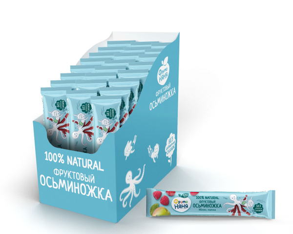 Десерт для детей ФрутоНяня Фруктовые кусочки Осьминожки из яблок и ...