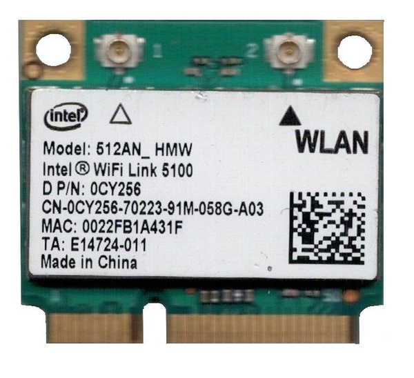 Wi-Fi-адаптер Внутренний модуль WiFi для ноутбука, Intel 5100 N802.11N (Mini PCI-E), 512AN-HMW ...