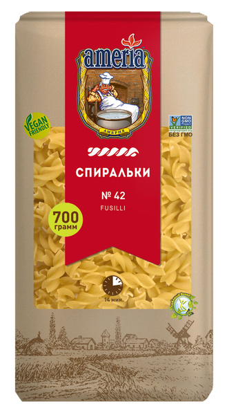Макароны AMERIA Спиральки №42, группа В, 700г - купить с доставкой по ...