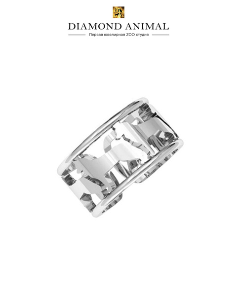DIAMOND ANIMAL кольцо с собакой Хаски, серебро 925 с родием - купить с доставкой по выгодным ...