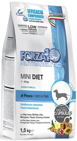 Корм на основе рыбы дикого вылова для собак мелких пород Forza10 Mini Diet Pesce 1,5 кг - купить ...