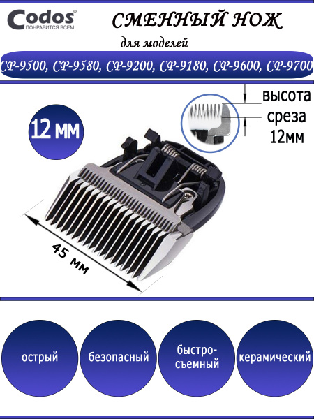 Нож нерегулируемый 12мм к Codos CP-9200, 9180, 9500, 9580, 9600, 9700 - купить с доставкой по ...
