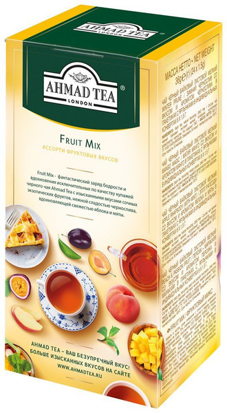 Ahmad Tea Чай в пакетиках Fruit Mix ассорти, 24 пакетиков по 1,5 г, 36 ...