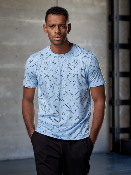 Футболка T-RONE menswear, размер 50, цвет синий, 92% хлопок, 8% лайкра ...