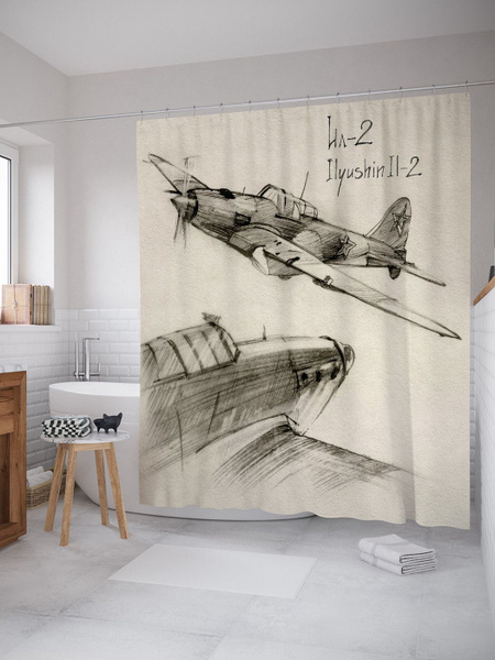 Штора для ванной 200x180 см JoyArty ширма плотные ширина 180 высота 200 для бани санузлов дома ...