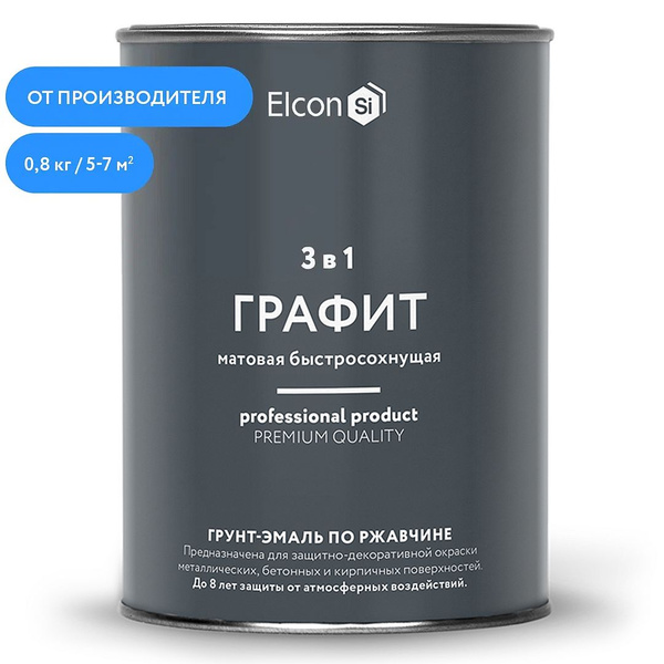 Грунт-эмаль Elcon 3 в 1 Быстросохнущая, Матовое покрытие, темно-серый - купить в интернет ...