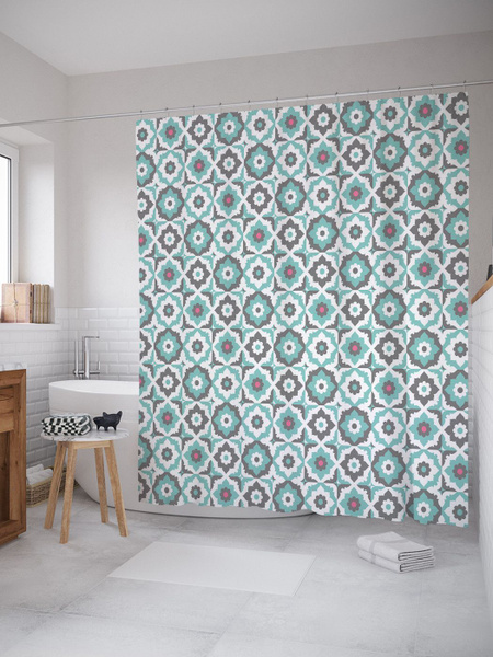 Штора для ванной 200x180 см JoyArty ширма плотные ширина 180 высота 200 для бани санузлов дома ...