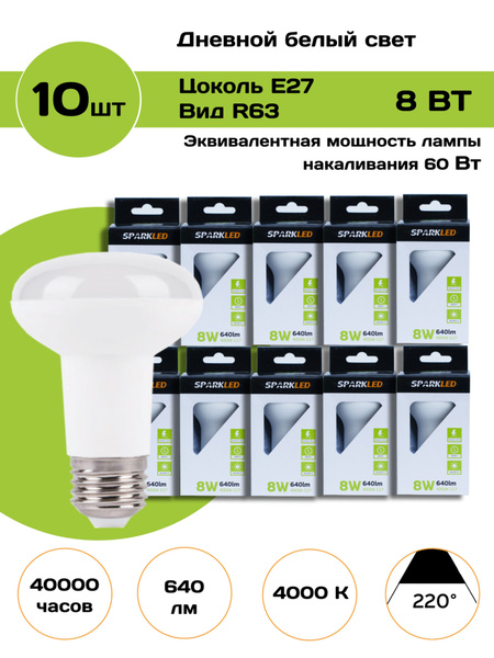 Светодиодная Лампочка Sparkled E27 Гриб 640 Лм 4000 К - купить в интернет магазине OZON (833389746)