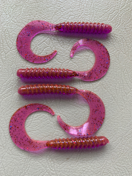 Мягкая силиконовая приманка Твистер (Tail Grub) 7.6 см 10шт Лох (Pink ...