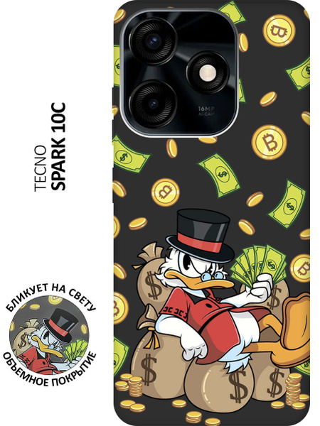 Матовый чехол Rich Scrooge для Tecno Spark 10c Техно Спарк 10С с 3d эффектом черный купить с