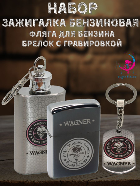 Зажигалка бензиновая подарочная классическая , фляга-брелок 50 мл ...
