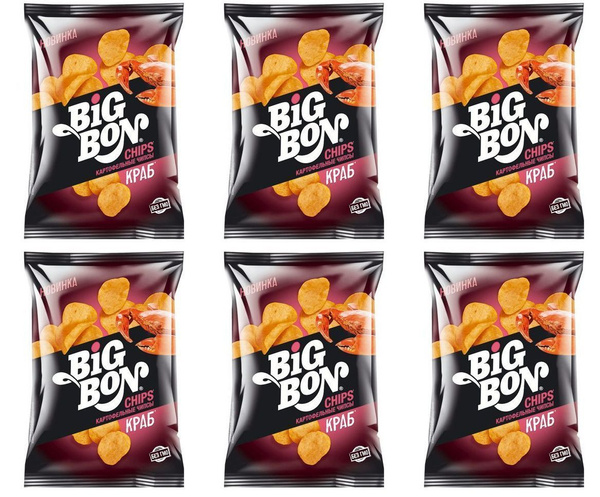 BIGBON Чипсы со вкусом краба, 75 г, 6 уп купить на OZON по низкой цене (1758408551)