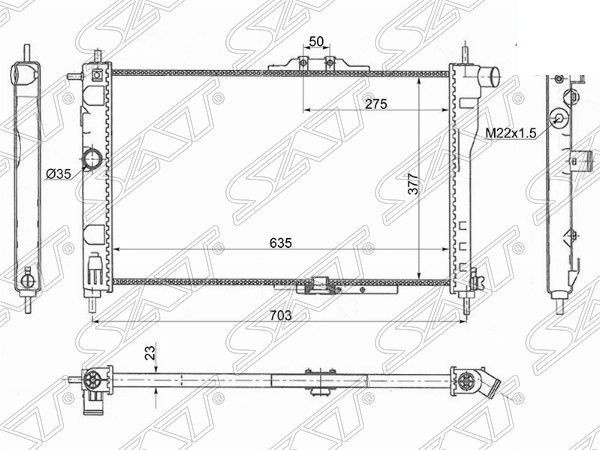 Радиатор DAEWOO NEXIA 1.5/1.8 95-(трубчатый) - SAT арт. SGDW0001MTR ...
