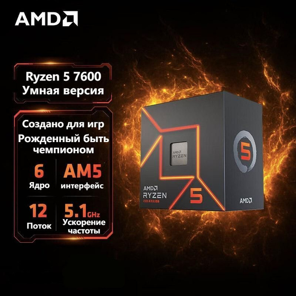 Процессор AMD Ryzen 5, BOX (с кулером), 6 яд., 3.8 ГГц купить по низкой ...