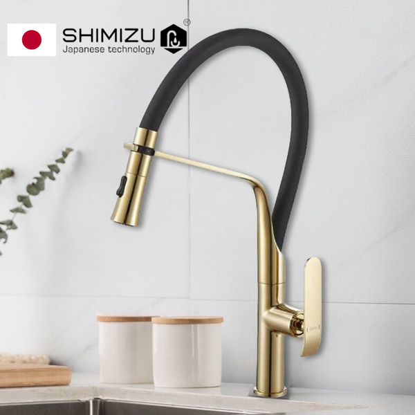 Смеситель SHIMIZU для кухни с высоким гибким изливом Латунь Защита от ...