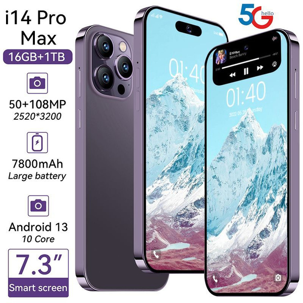 Смартфон i14 Pro Max 512 ГБ 12 ГБ Фиолетовый 7.3 OLED/AMOLED i14 Pro ...