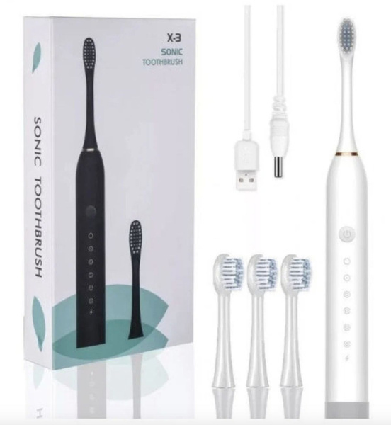 Электрическая ультразвуковая зубная щетка Sonic Toothbrush X-3, белый ...