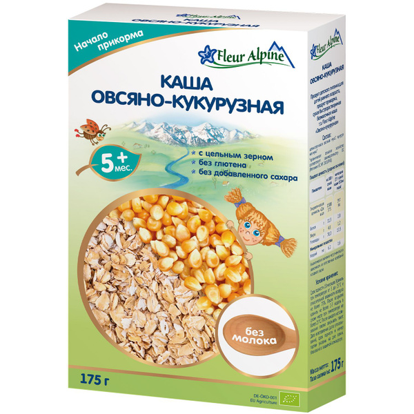 Каша безмолочная детская Fleur Alpine Овсяно-кукурузная, с 5 месяцев ...