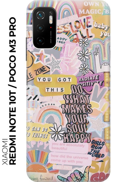 Силиконовый чехол Жизнерадостные стикеры на Xiaomi Redmi Note 10T ...