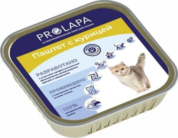 Корм Prolapa (паштет) для кошек, с курицей, 100 г x 16 шт - купить с ...