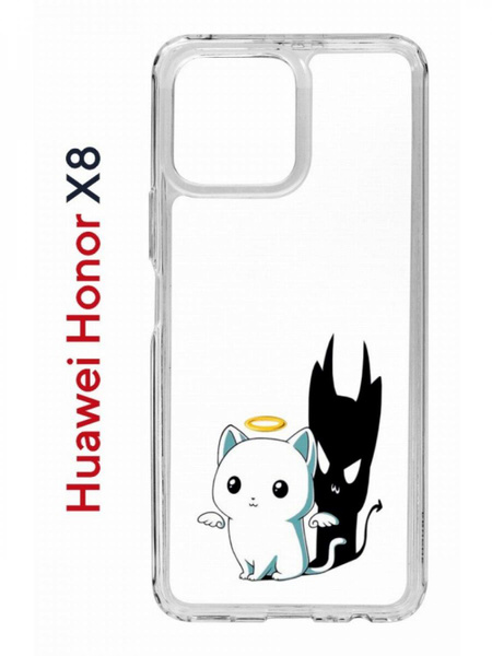 Чехол на Хонор Х8 с рисунком Kruche Print Angel Demon, защитный бампер ...
