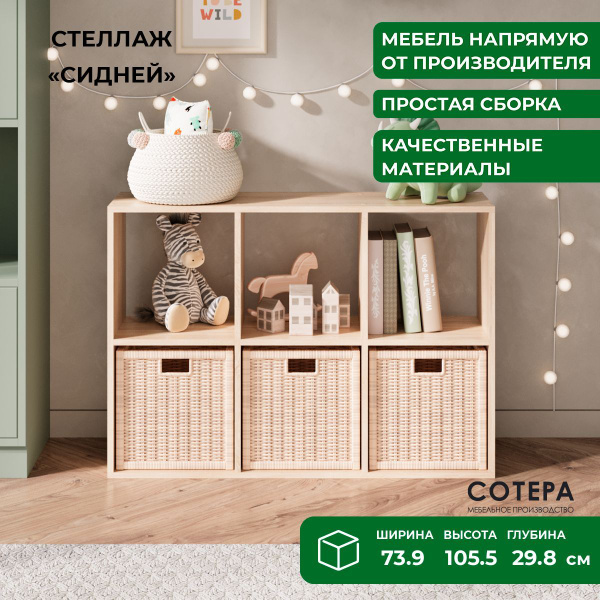 Стеллаж "Сидней", для книг, для игрушек, детский, для кухни, органайзер ...