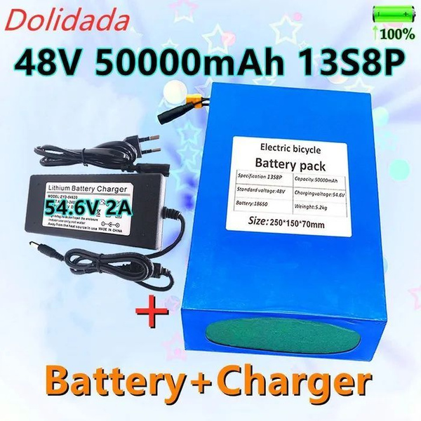 Аккумулятор 48V 50000mAh 18650 13S8P Литиевый аккумулятор 1000W ...