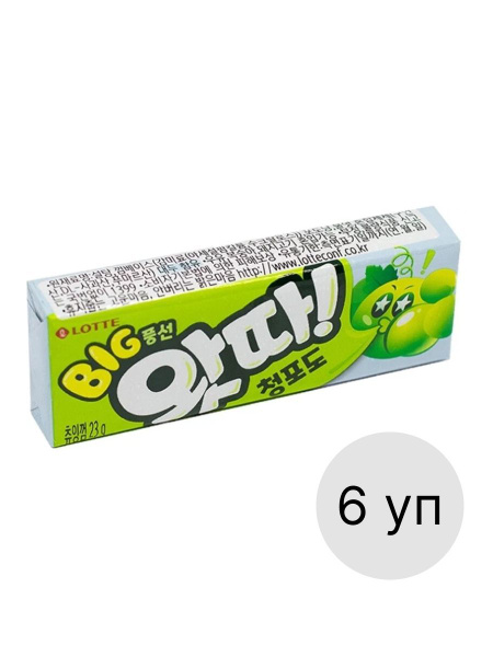Жевательная резинка Lotte WHATTA Big Bubble Gum Green Grape / Зеленый ...