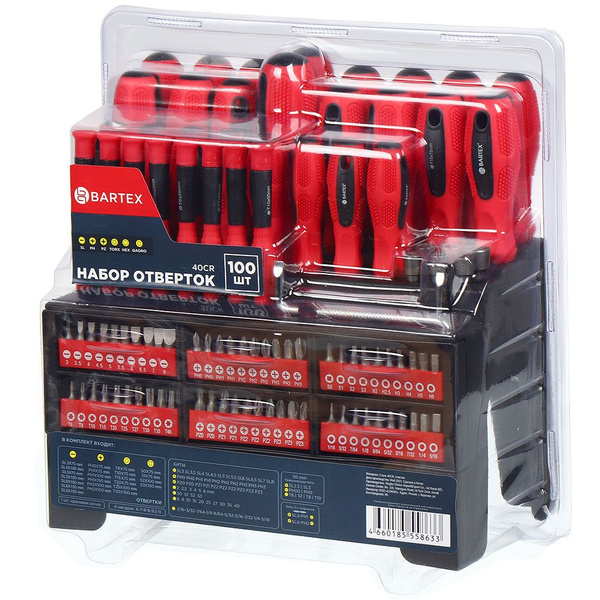 Набор отверток, Bartex, 100 предметов, с насадками - купить в интернет-магазине OZON с доставкой ...