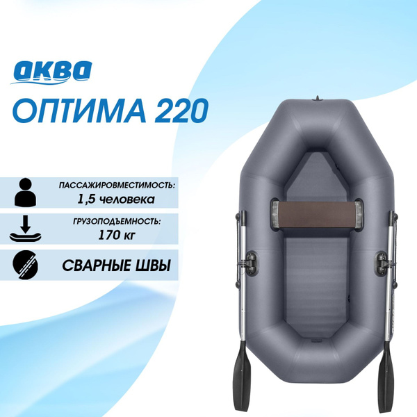 Лодка ПВХ для рыбалки Аква Оптима 220, графит - купить по выгодной цене ...