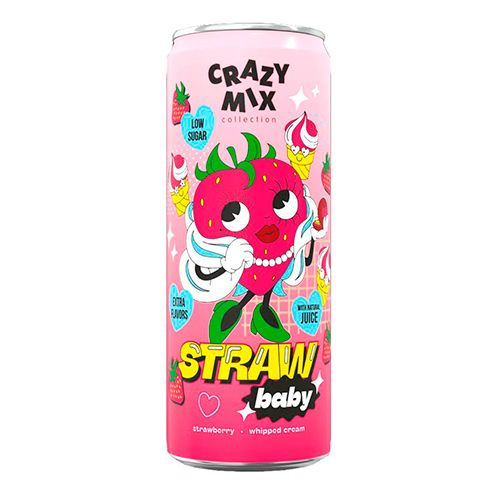 Газированный напиток Crazy Mix 2шт по 330мл Со Вкусом Клубники - купить ...
