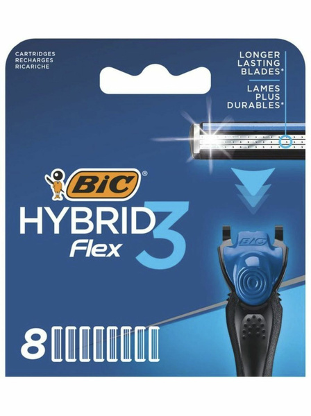 Сменные кассеты для бритья Bic Hybrid 3 Flex, 8 шт - купить с доставкой ...