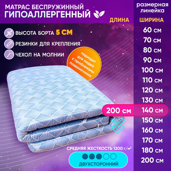 Матрас Соня-текстиль двусторонний Grad Соня Текстиль, Беспружинный, 140 ...