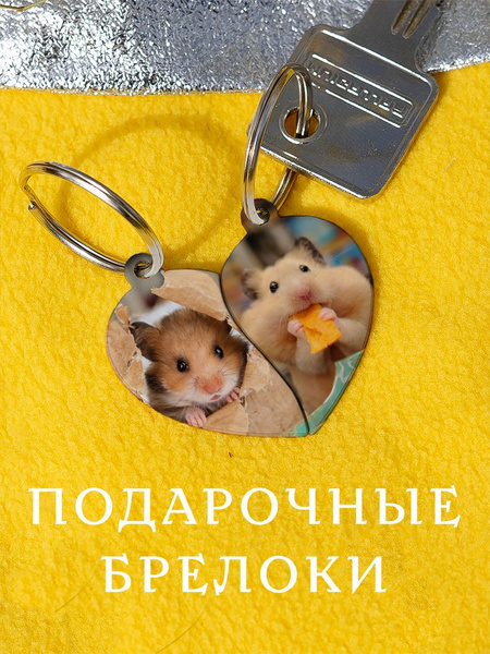 Парный брелок для ключей Хомяки Едят, парные подвески для влюбленных ...