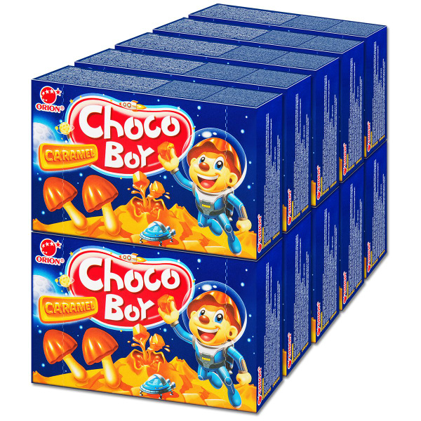 Печенье грибочки шоколадные ORION "Choco Boy" Caramel, карамель, 45 г ...