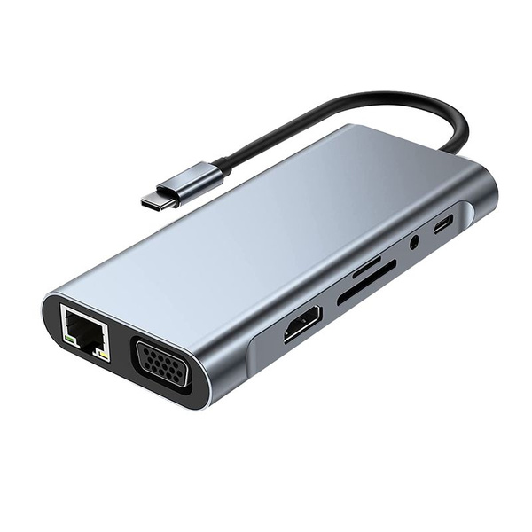 Док-Станция USB C HUB 11 В 1 С Поддержкой 4K , VGA, USB3.0, Устройством ...