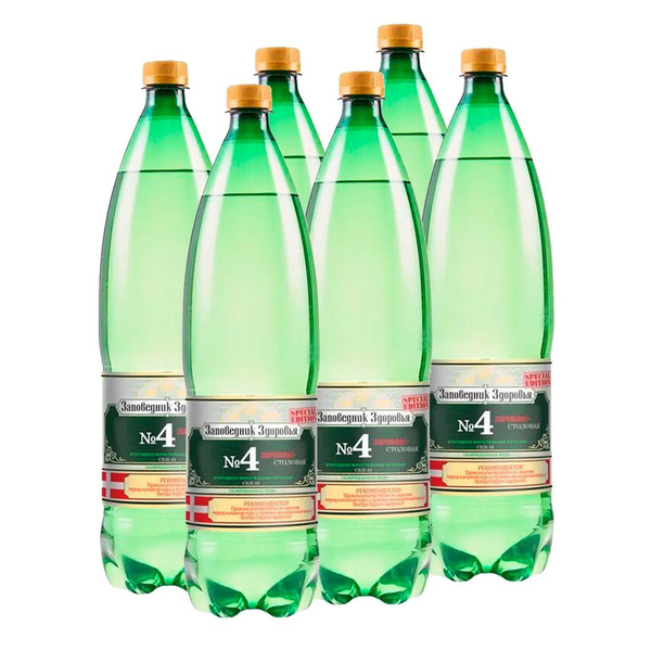 Вода минеральная ЗАПОВЕДНИК ЗДОРОВЬЯ №4 газированная 1,5л х 6 шт ...