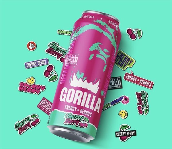 Энергетический напиток Gorilla Cherry Berry Горилла Черри Берри 6 шт х