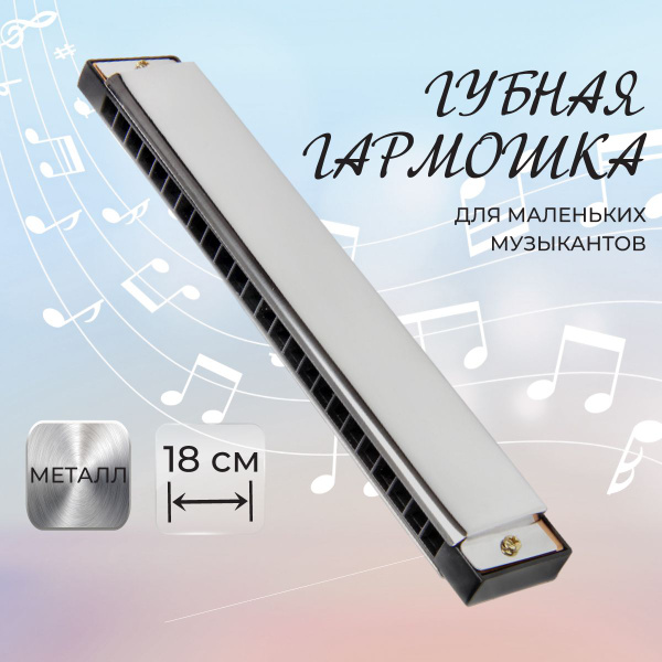 Детский музыкальный инструмент металлическая Губная гармошка, Veld Co ...