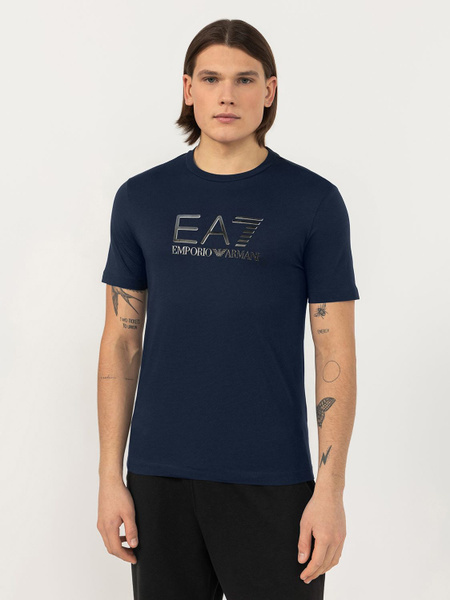 Футболка EA7, размер 54, 56, цвет темно-синий, 100% хлопок - купить по выгодной цене в интернет ...