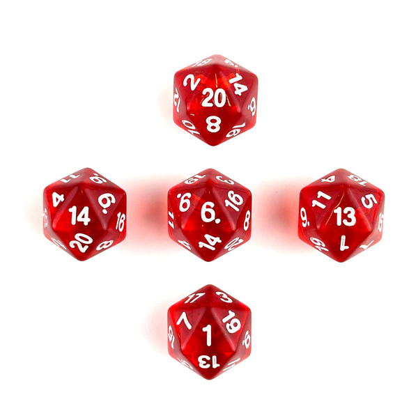 Кубик двадцатигранный (D20) для настольных и ролевых игр, набор 5 штук ...