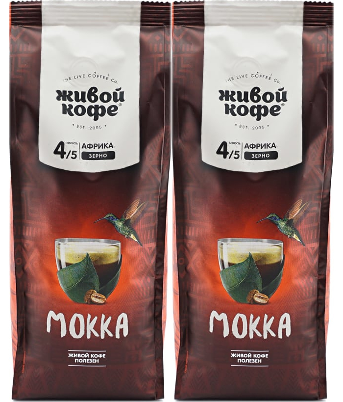 Кофе Живой Кофе Mokka в зернах, 500 г, комплект: 2 упаковки — купить в ...