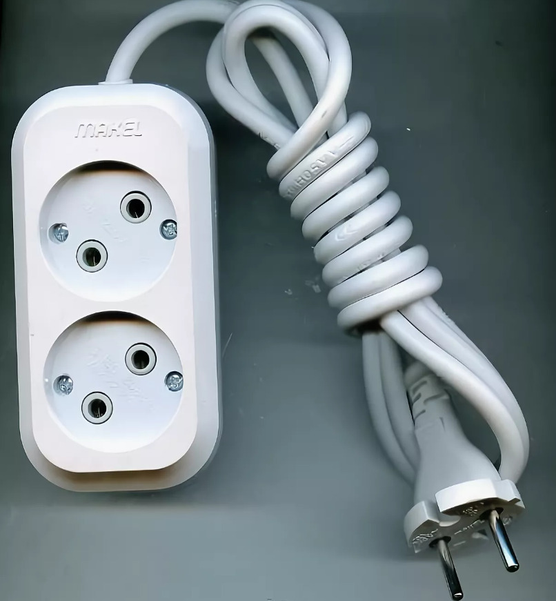 Удлинитель силовой Makel, 2 розеток, 2 м, белый - купить по выгодной цене в интернет-магазине OZON