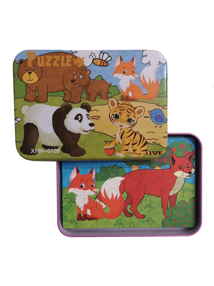 Развивающие пазлы в жестяной коробке SHAPES PUZZLE набор - ЖИВОТНЫЕ ...