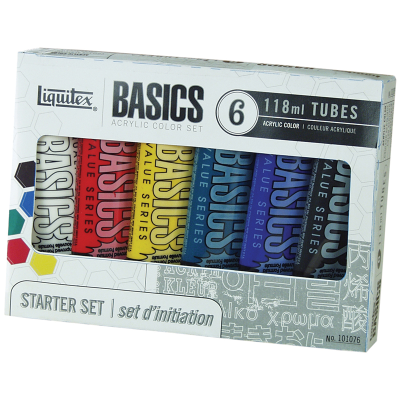 Краски акриловые Liquitex "Basics" 118 мл/туба, 6цв., картонная коробка ...