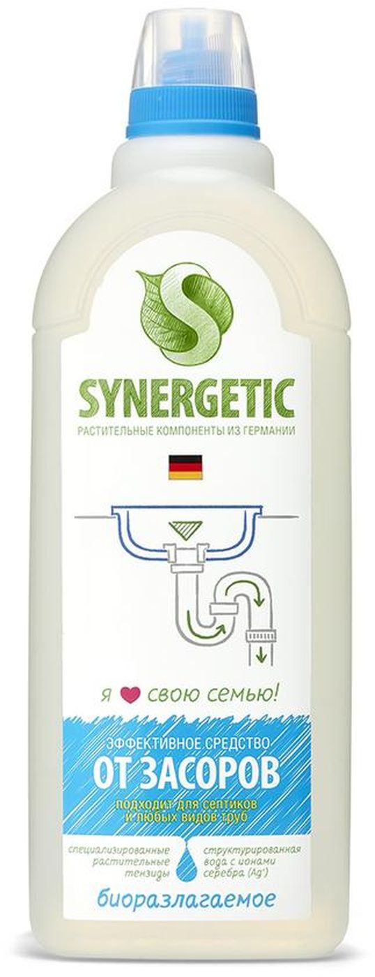 Средство от засоров SYNERGETIC концентрированное, с дезинфицирующим ...