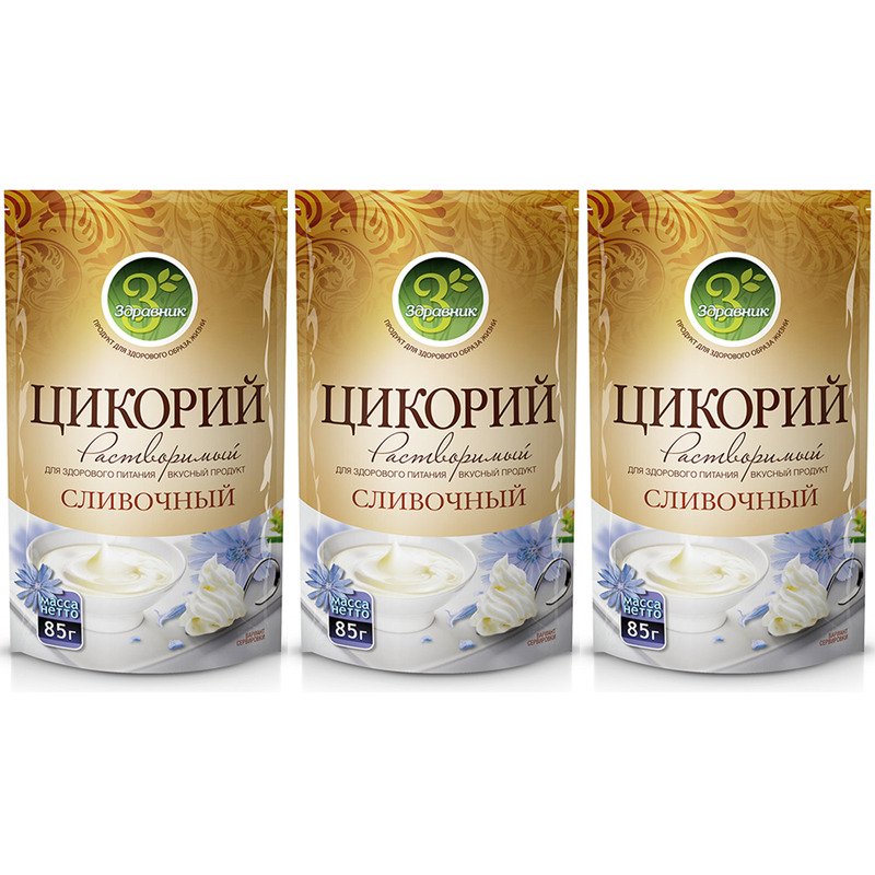 Цикорий Здравник Сливочный растворимый 85 гр. Комплект: 3 упаковки ...