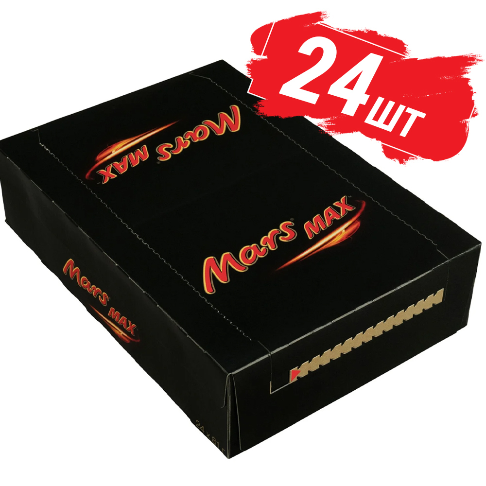 Шоколадный батончик Mars MAX 24 штук по 81 г / Целая коробка шоколада ...